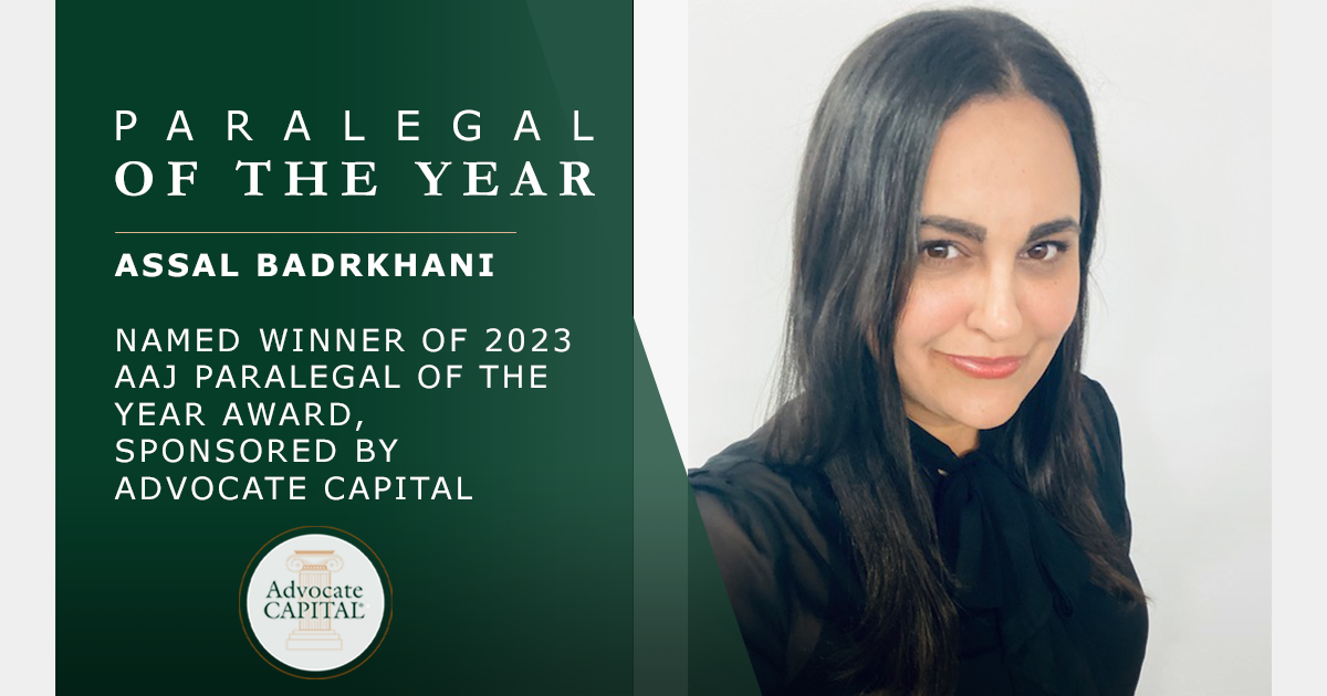 Assal Badrkhani Named Winner of 2023 AAJ Paralegal of the Year Award ...