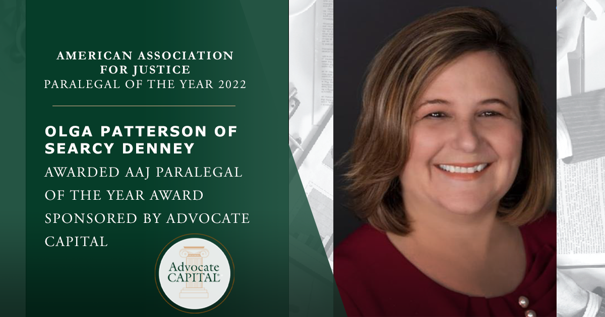 Olga Patterson Named Winner of 2022 AAJ Paralegal of the Year Award ...